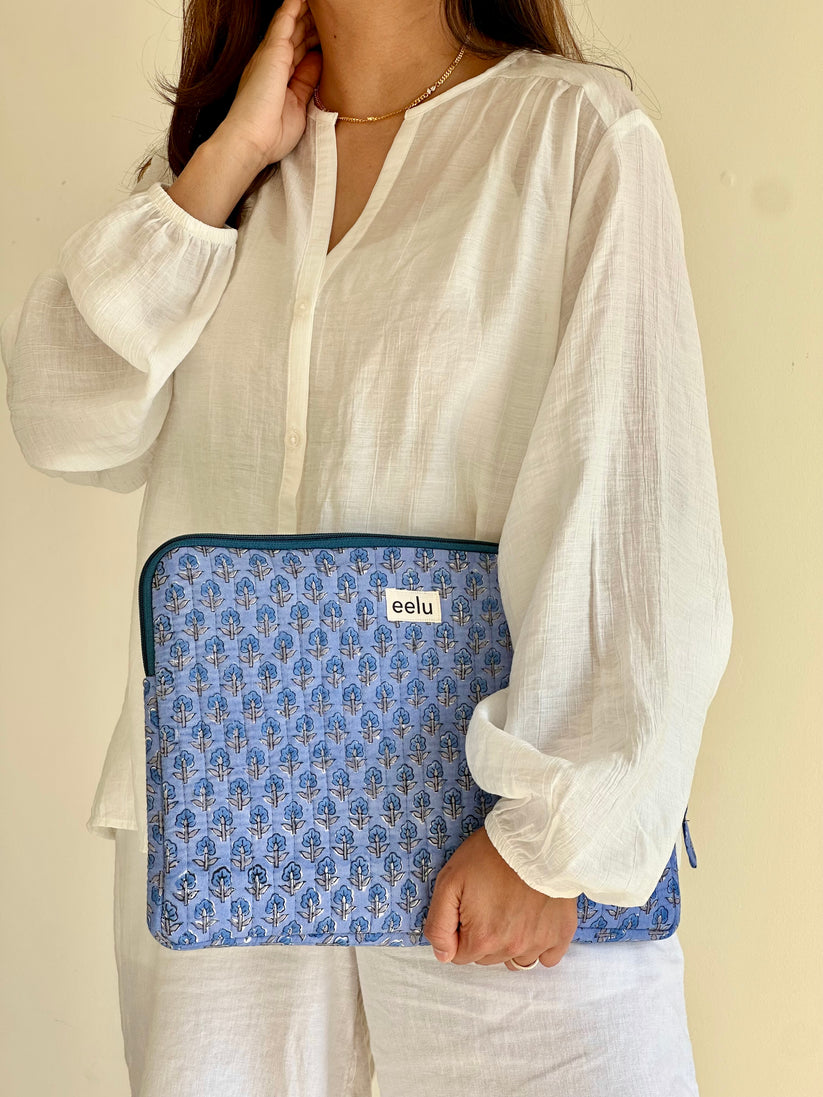 Quilted Cotton Laptop Case | Blue Haze – eelu